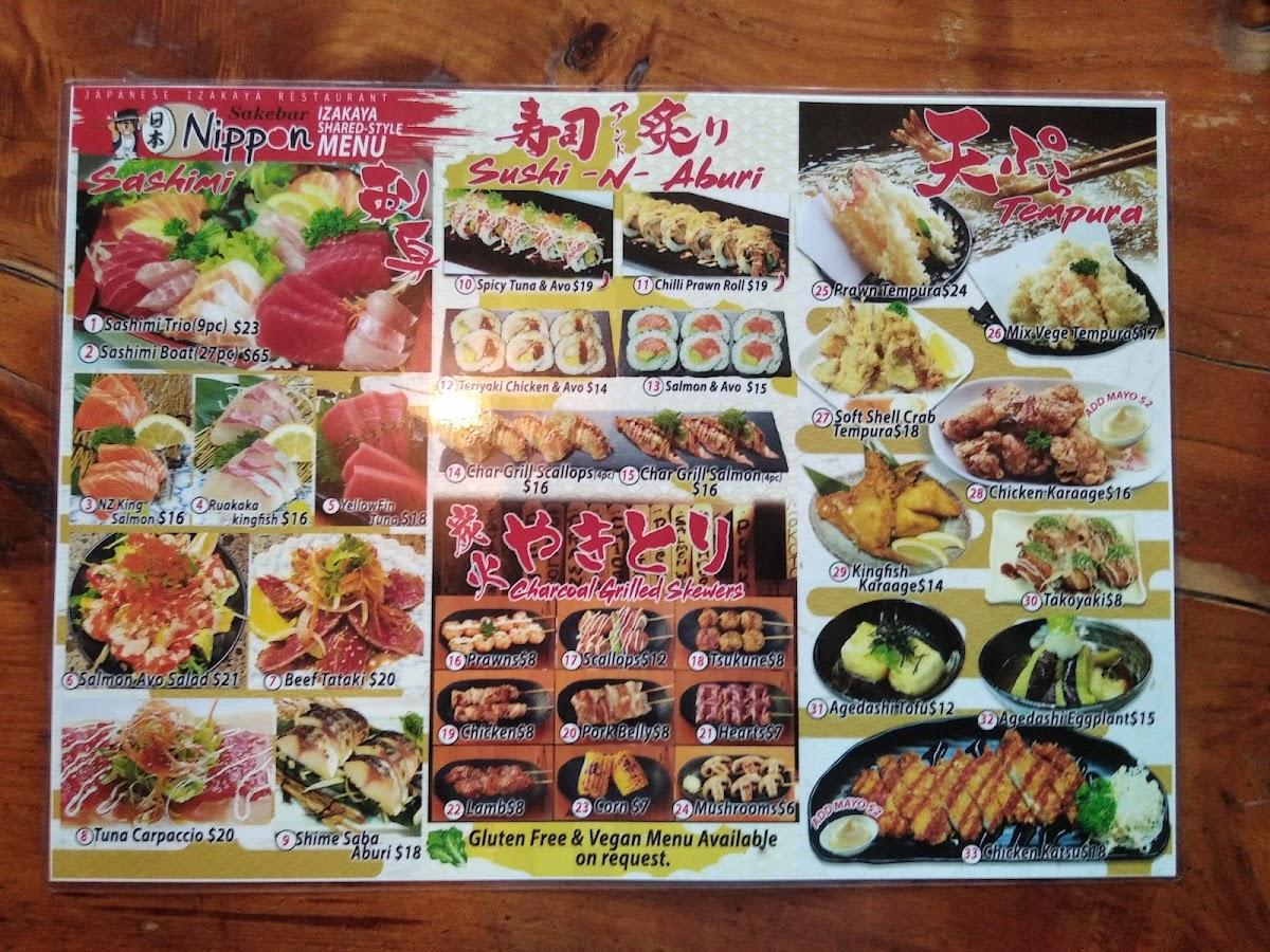 Menu at Sake Bar Nippon Epsom, Auckland, 415 Manukau Rd