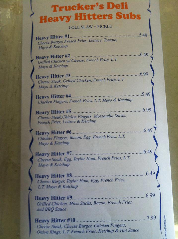 Menu at Trucker's Gourmet Deli restaurant, Newark