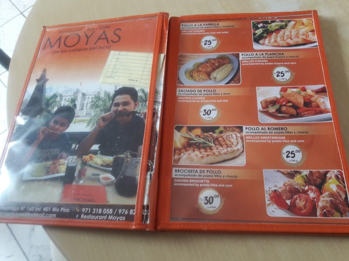 Carta de Restaurant Moyas, Lima