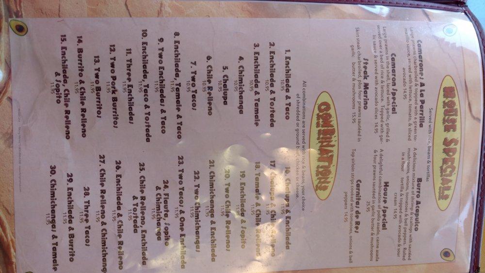 Menu at Sol De Mexico restaurant, Reedsport, Winchester Ave
