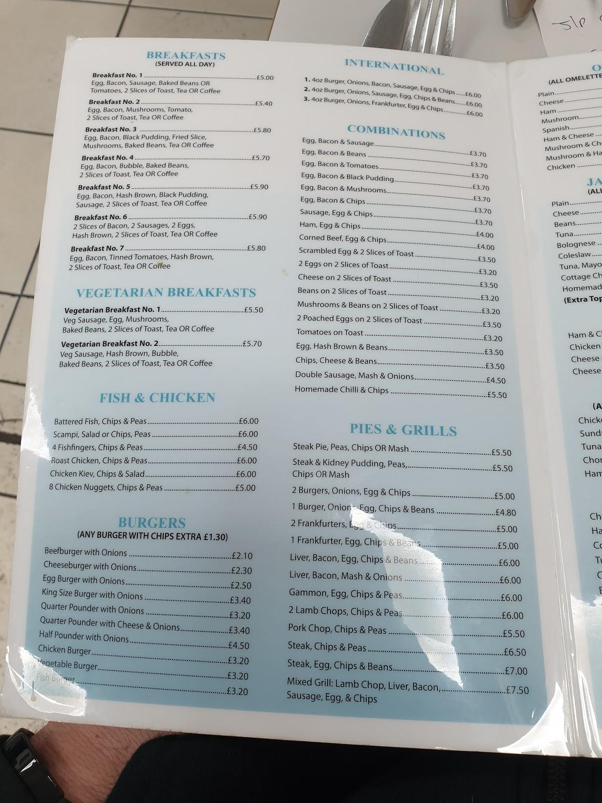 Menu at Chorley Town Cafe, Chorley, 36 Chapel St