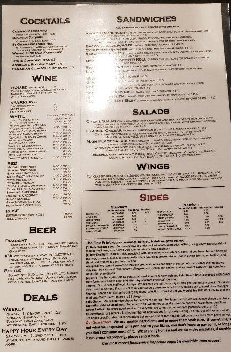 Menu at Eagle Grill & Oyster Bar, Greenacres