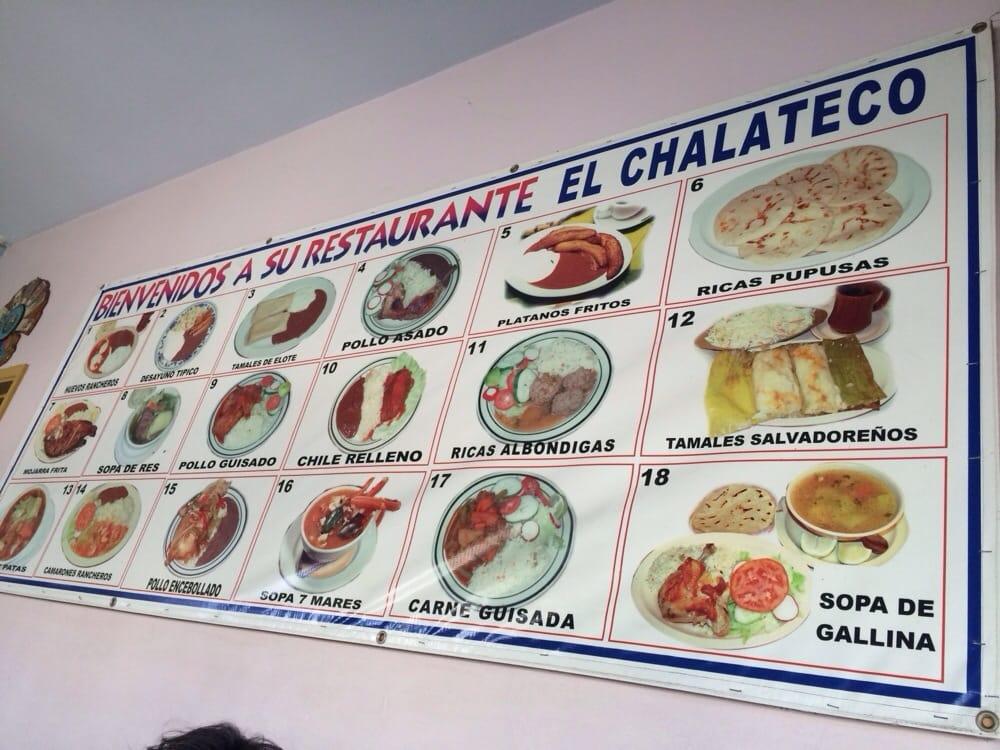 Menu at El Chalateco restaurant, Los Angeles, W Adams Blvd