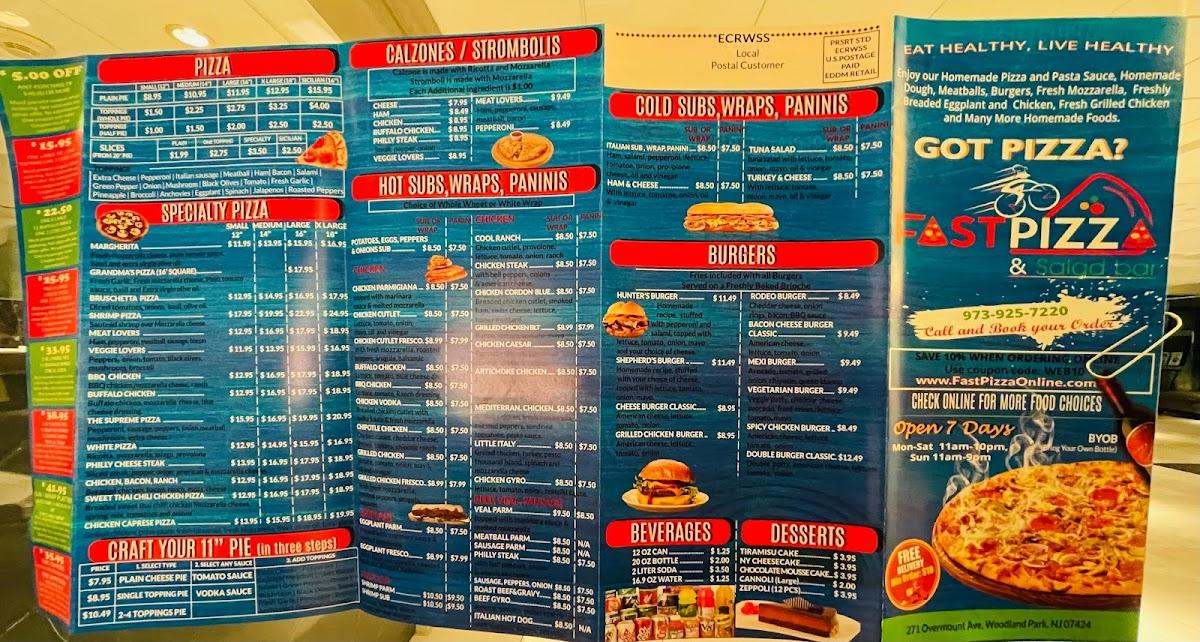 Menu at Fast Pizza & Salad Bar, Woodland Park