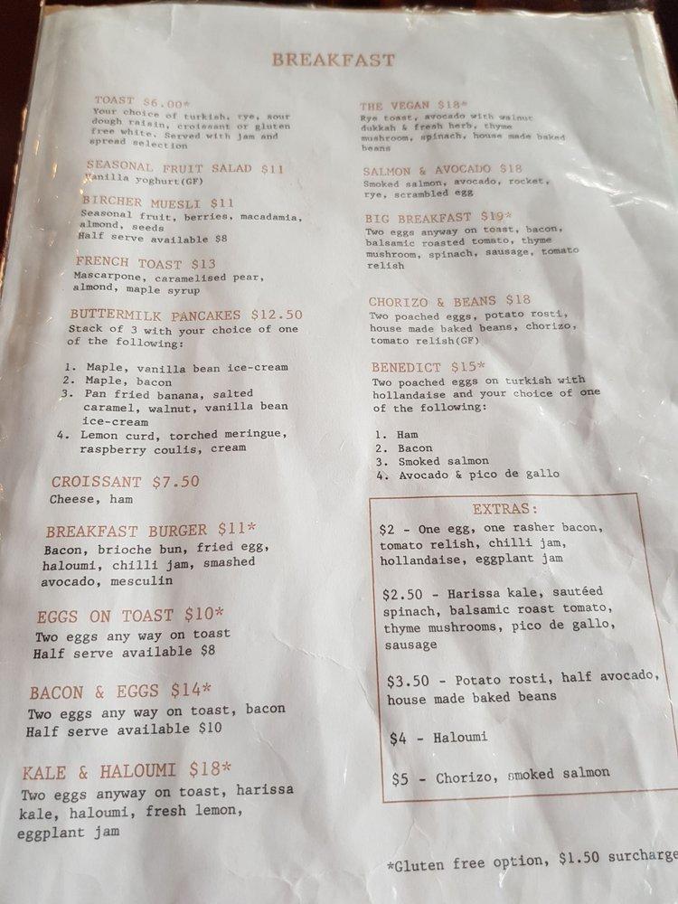Menu at Juniper and Pine Cafe Restaurant, Brighton