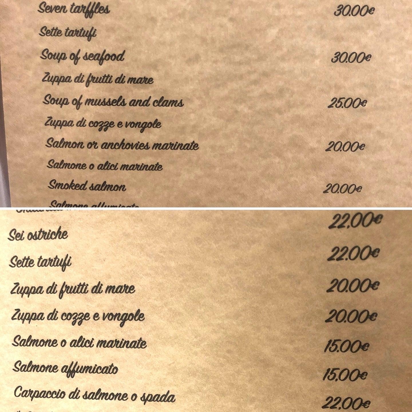 Menu da Ristorante L’ isolotto, Milano, Via Gustavo Fara