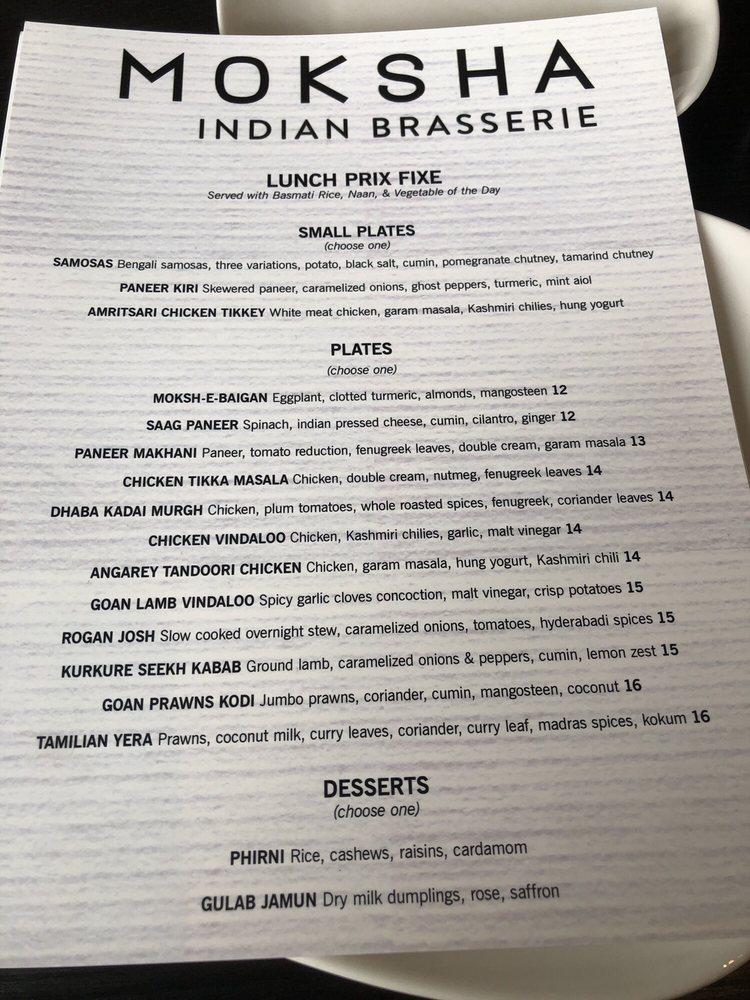 Carta del restaurante MOKSHA Indian Brasserie, Fort Lauderdale