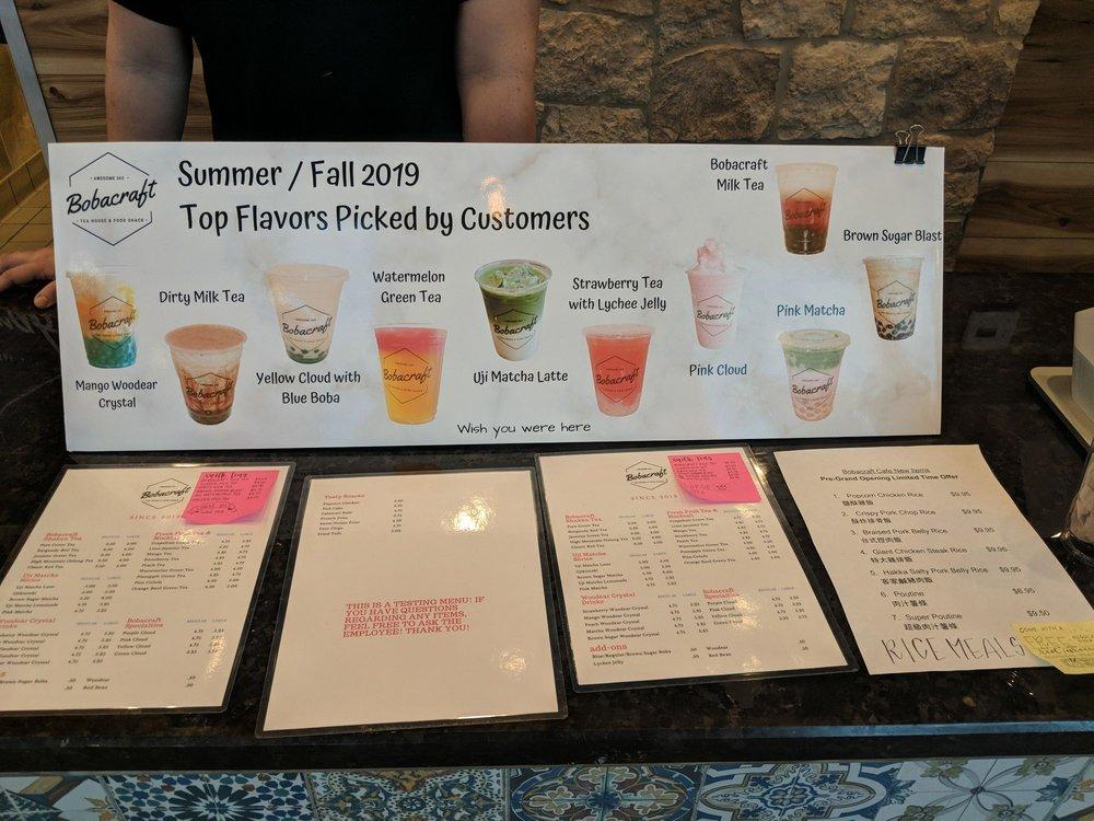Menu at Bobacraft cafe, Alhambra