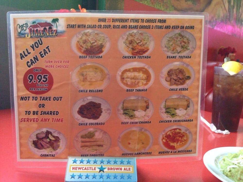 Menu at Casa Jimenez Mexican Restaurant, La Puente, 120 N 1st St