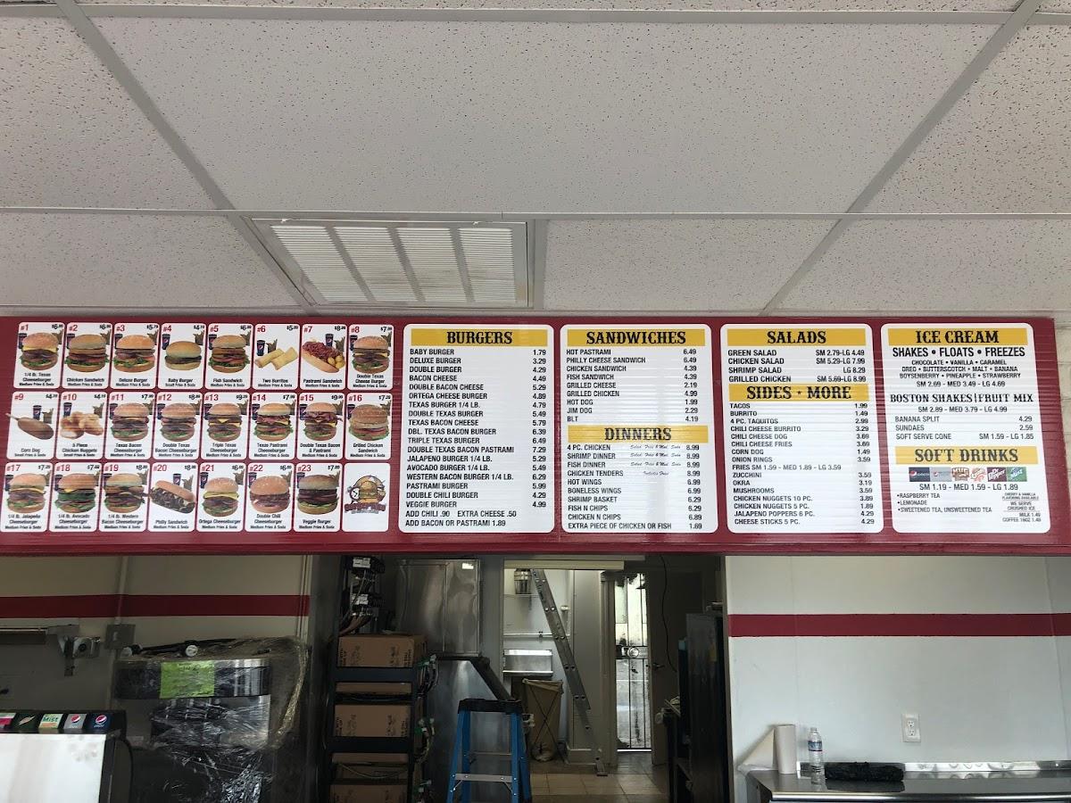 Menu at Burger Time restaurant, Merced