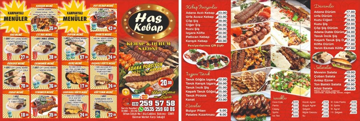 Menu at Has Kebap Dürüm, Izmir