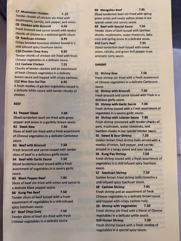 Menu at Kim Chai Restaurant, Memphis, Summer Ave