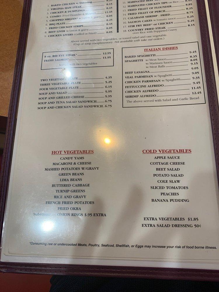Menu at Park Place Restaurant, Charlotte