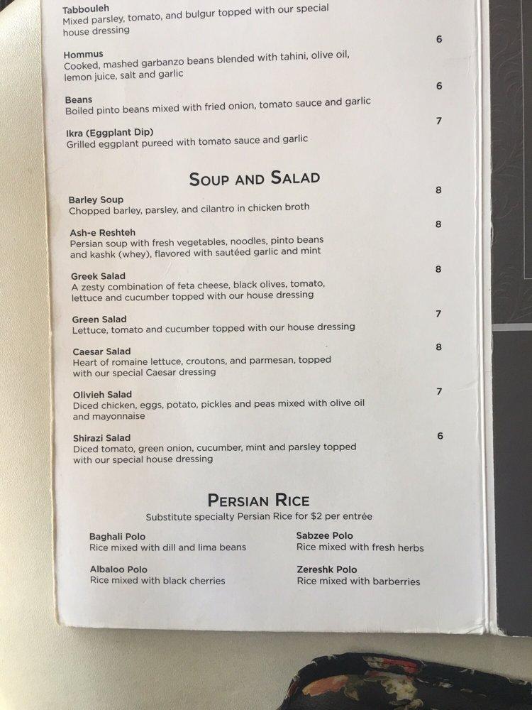 Menu at Raffi's Place restaurant, Glendale