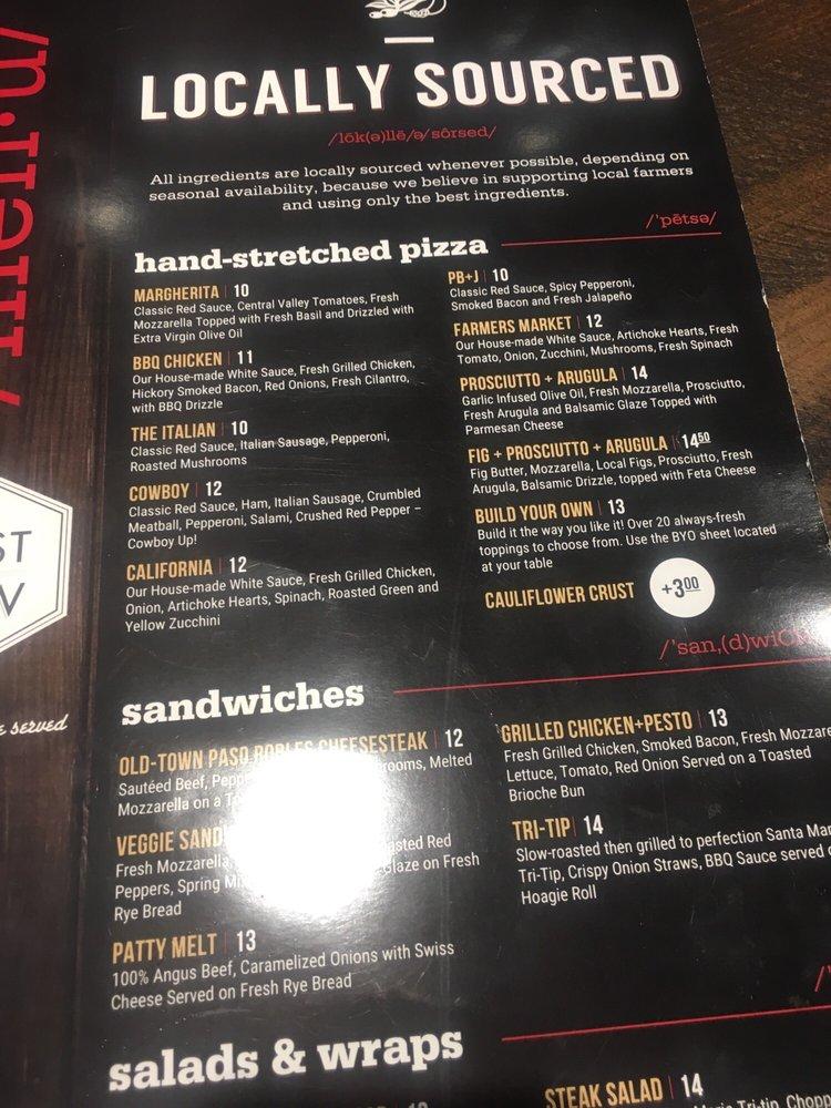 Menu at Blast & Brew Paso Robles pizzeria, Paso Robles