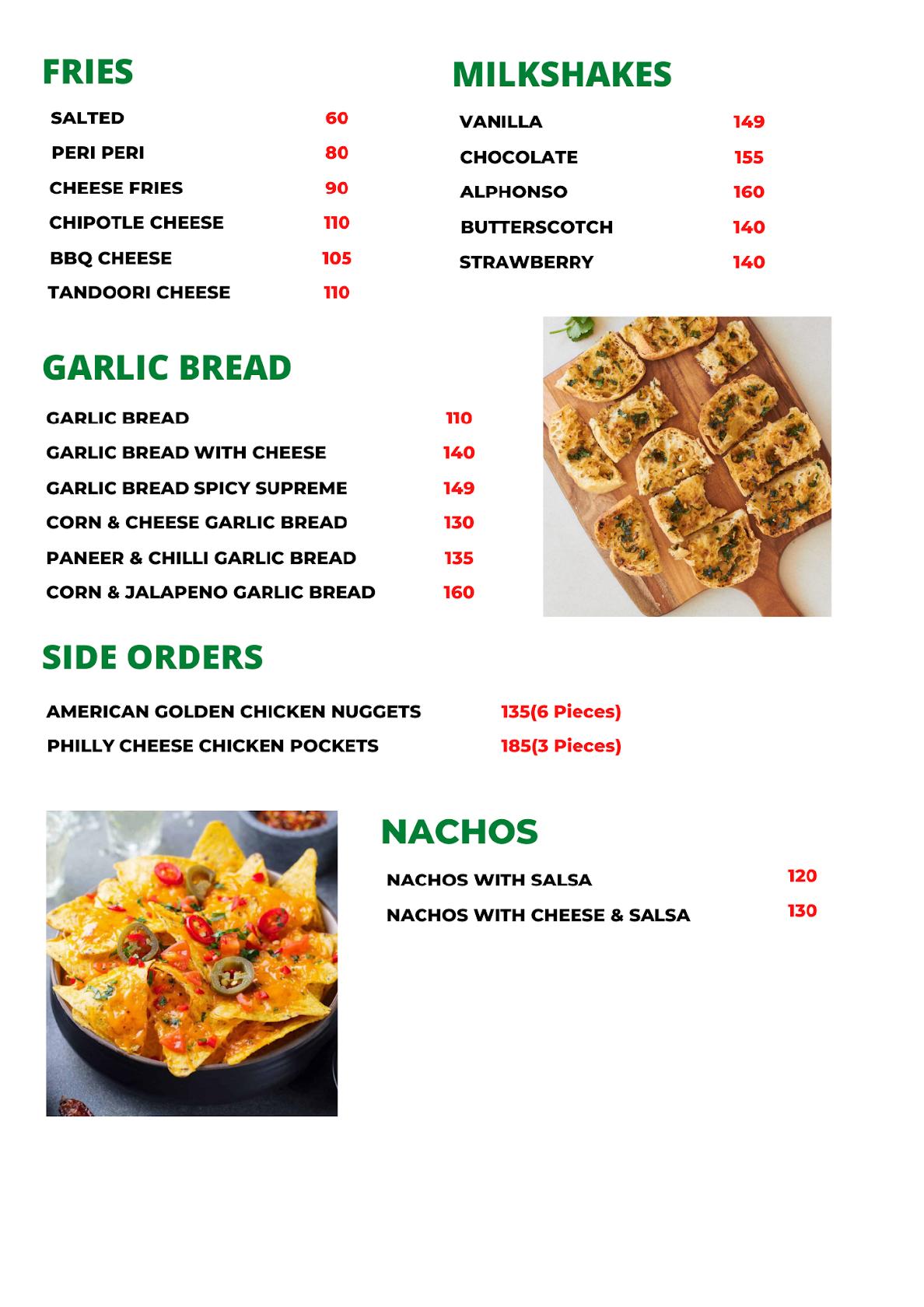 Menu at The Burger Bistro, Lonavala