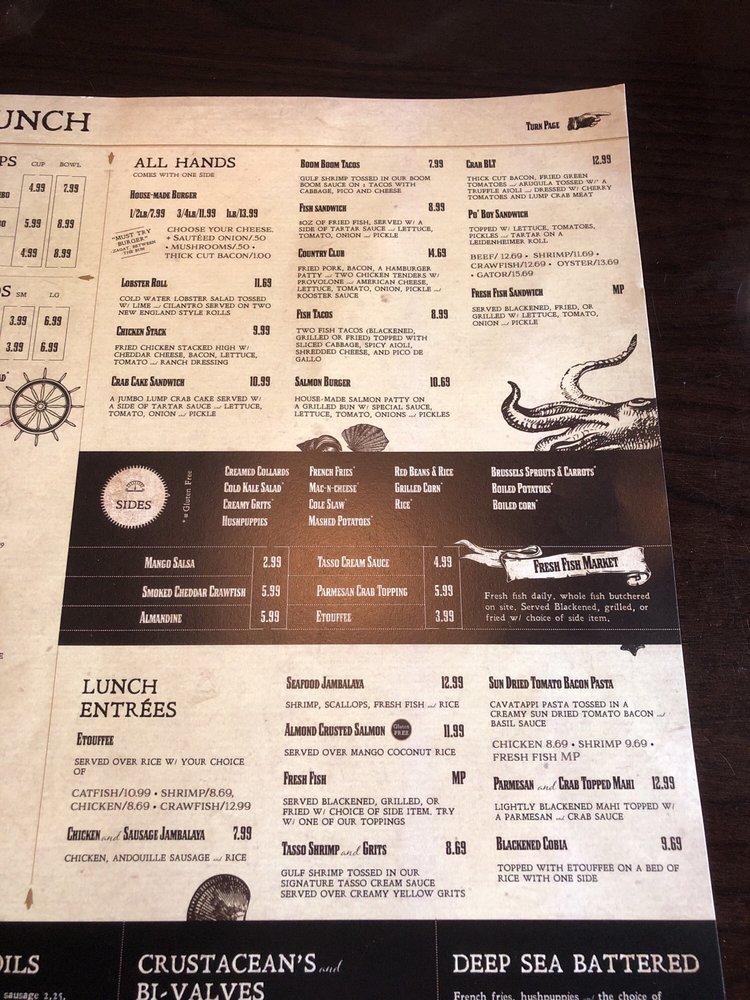 Menu at Wahoo Seafood Grill & Sports Bar, Tallahassee