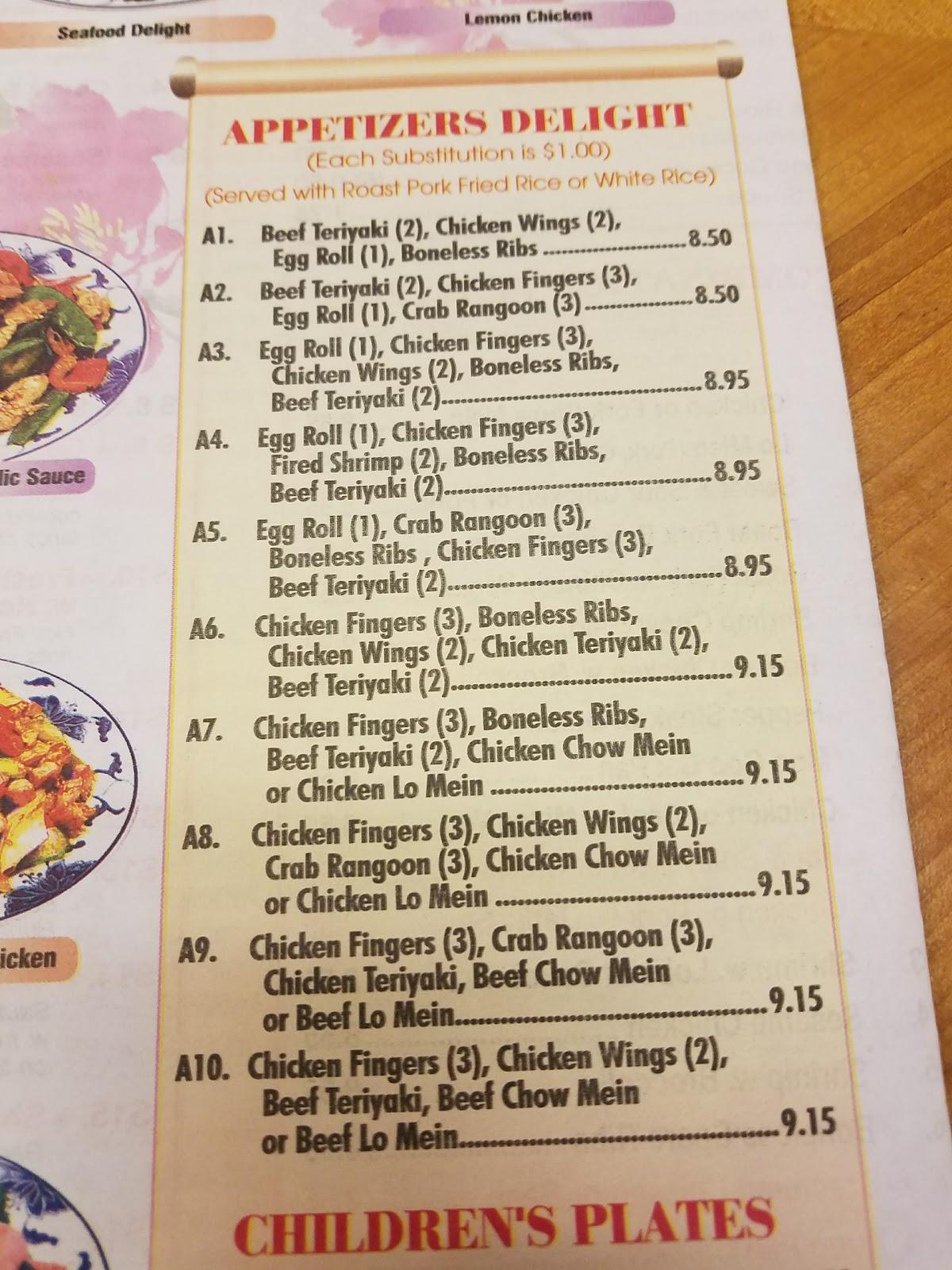 Menu at Yummy restaurant, Buxton