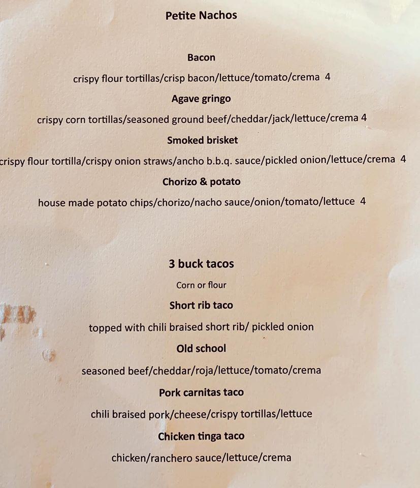 Menu at Blue Agave pub & bar, Vero Beach