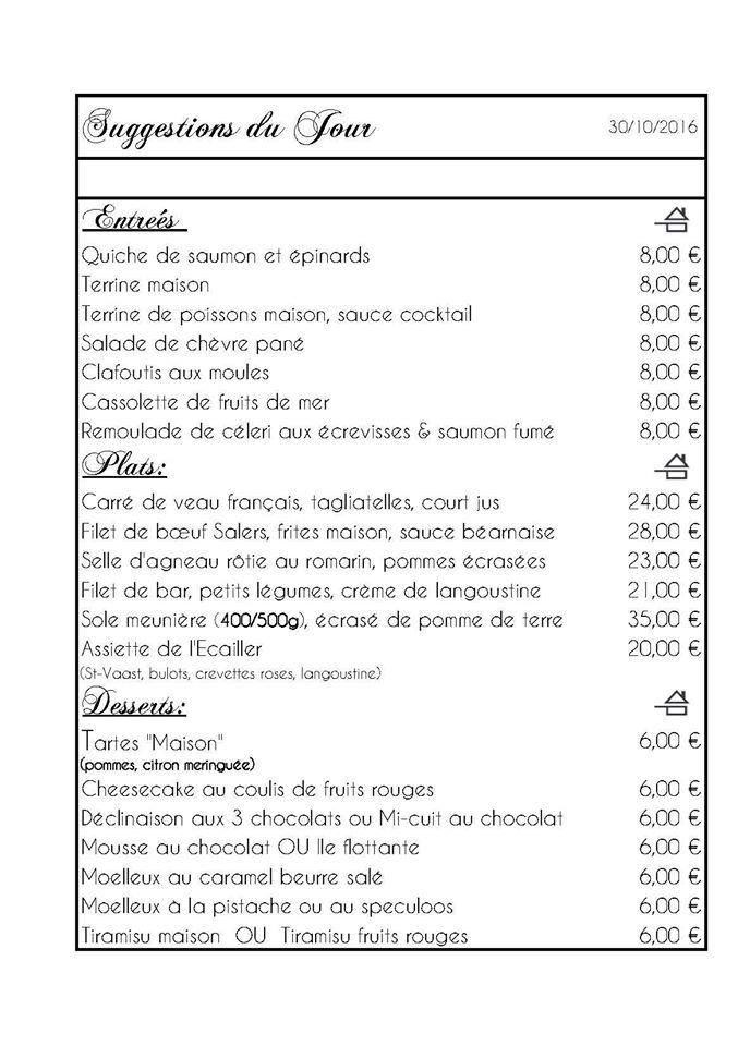 Menu at Brasserie 1901 Courbevoie restaurant, Courbevoie