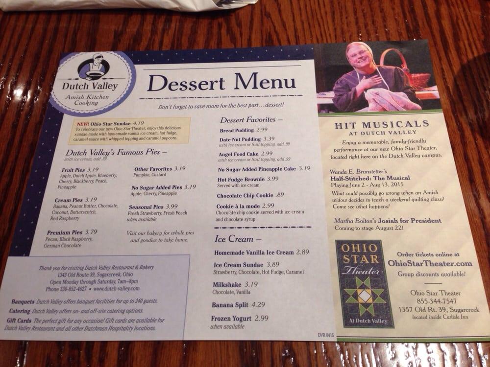 Menu at Dutch Valley Restaurant, Sugarcreek, Old Rte 39 NE