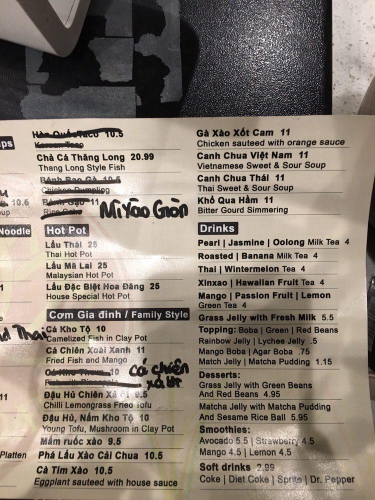 Menu at New Hoa Dang Vegetarian Restaurant, San Jose