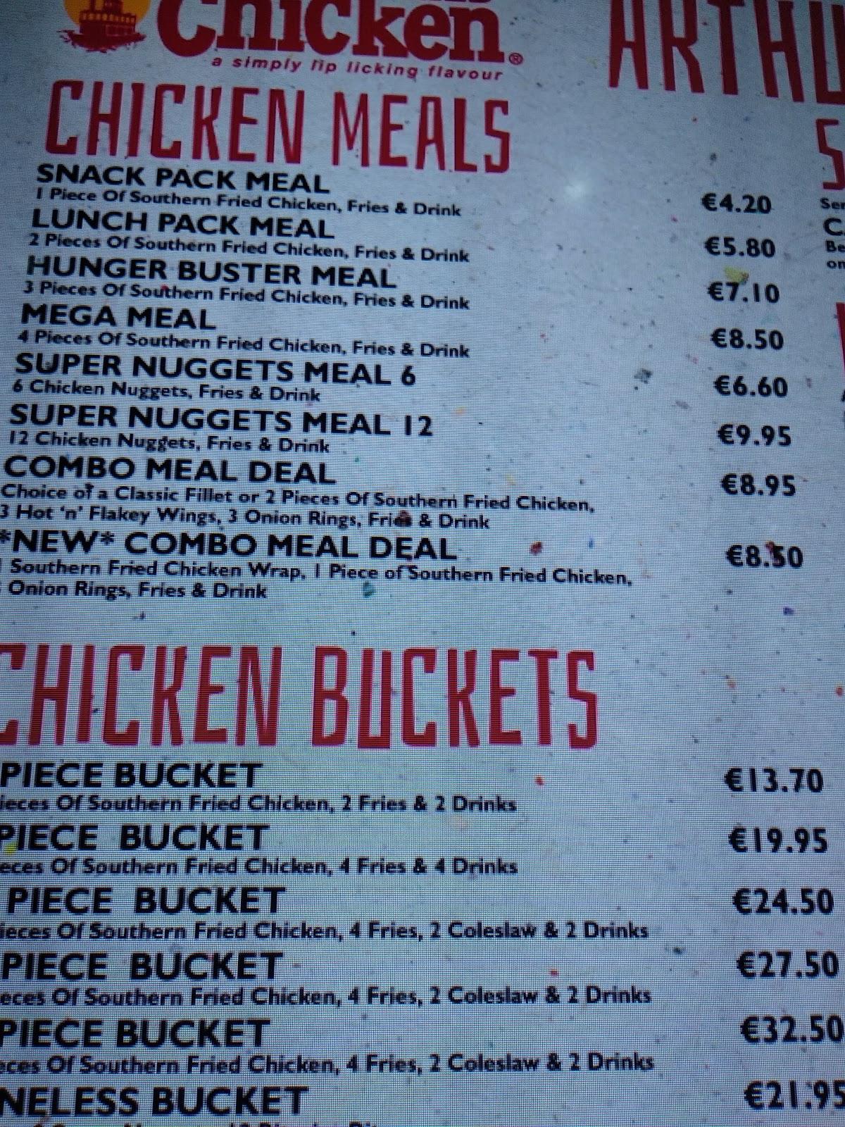 Menu au SFC Southern Fried Chicken restaurant, Il-Mellieħa