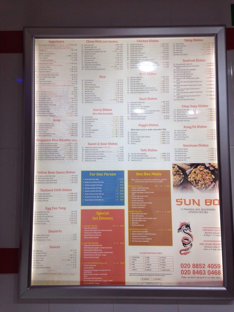 Menu at Sun Bo Chinese Takeaway restaurant, London
