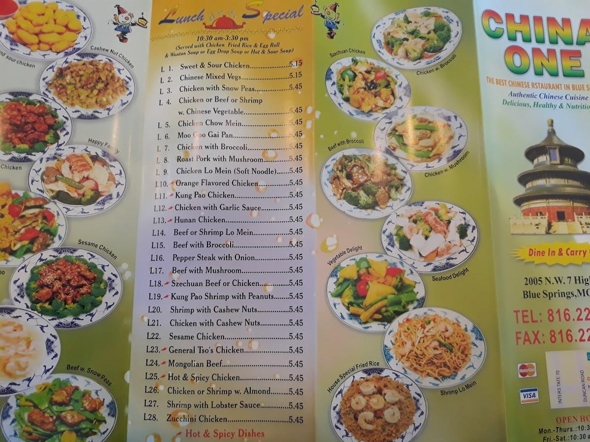 Menu at China One restaurant, Blue Springs, MO-7