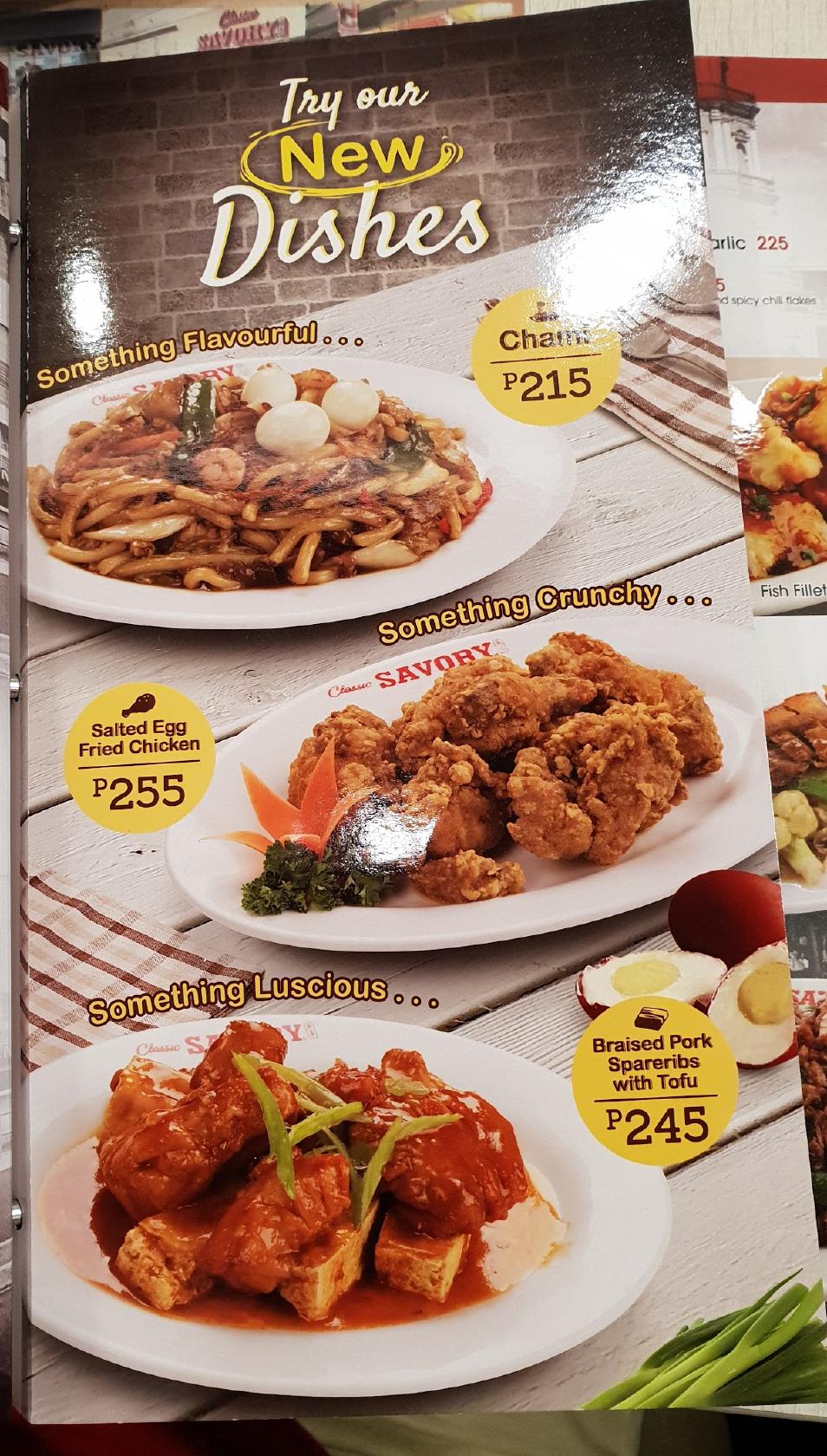 Menu at Classic Savory restaurant, Puerto Princesa, PPVR+52C