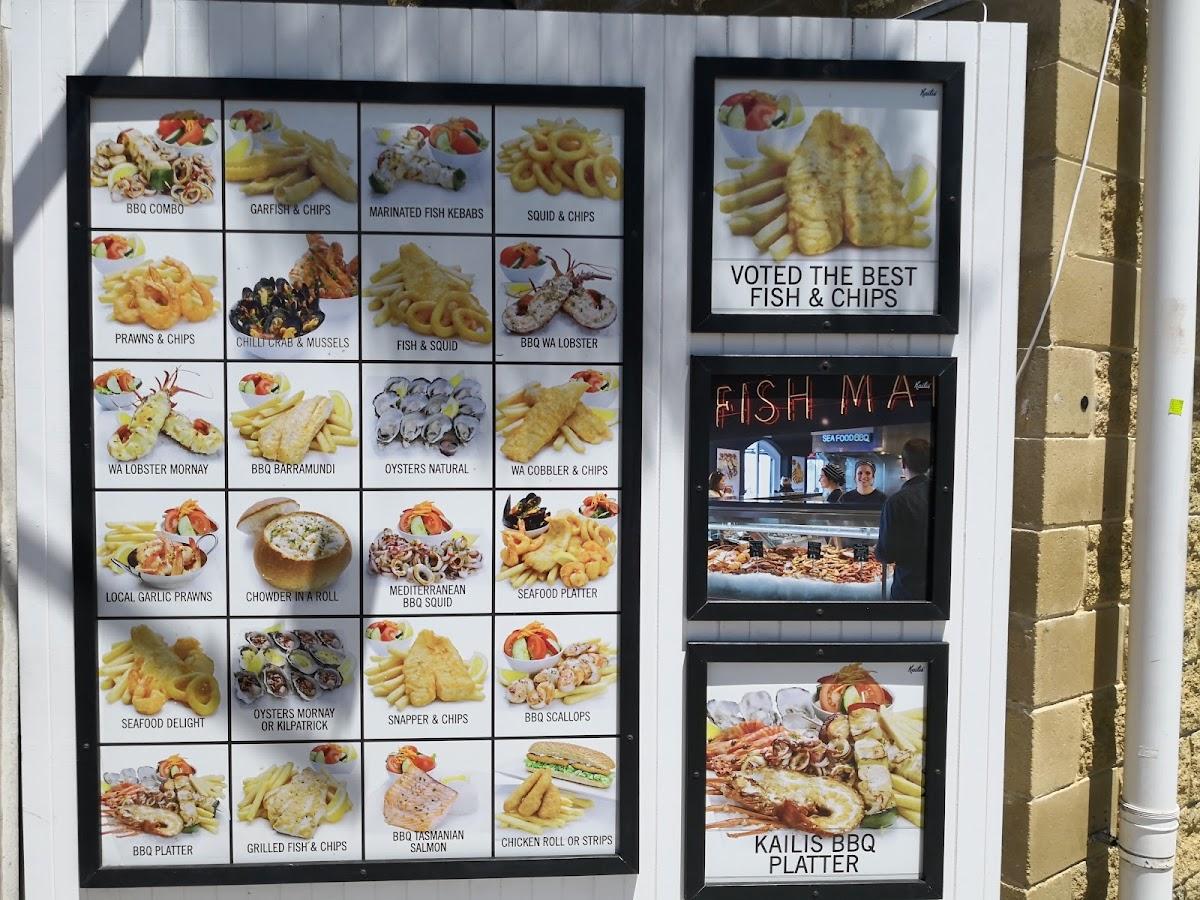 Menu at Kailis Fishmarket Cafe, Fremantle