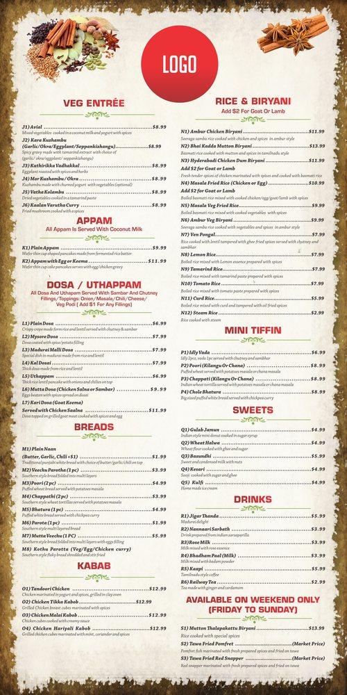 Menu at Madurai Mes - Authentic Indian cuisine restaurant, San Antonio