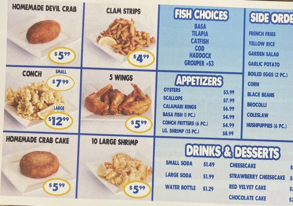Carta del restaurante Riverside Express Seafood, Lakeland