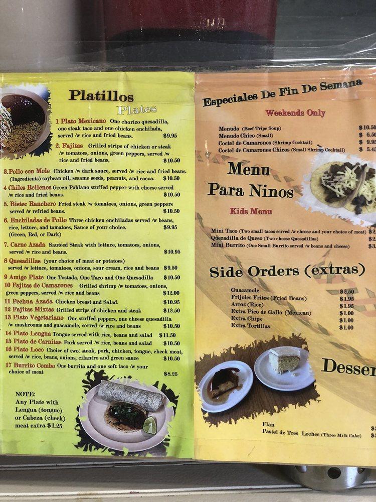 Menu at Taqueria El Amigo restaurant, Waltham