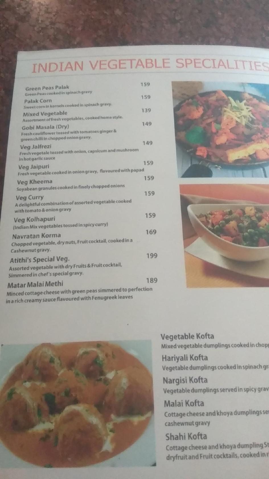 Menu at Atithi restaurant, Dewarchaur Kham, Transport Nagar