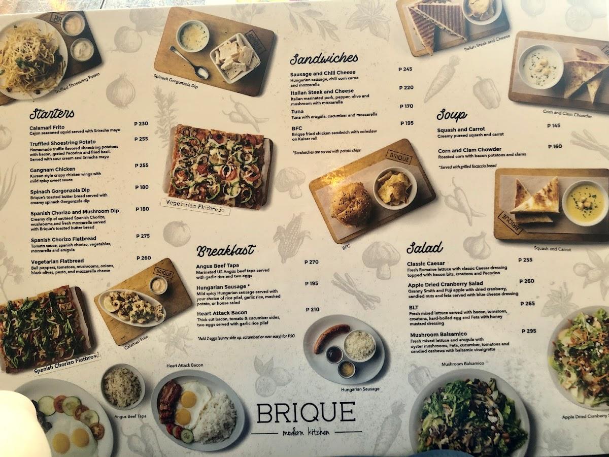 Menu at Brique Modern Kitchen cafe, Cebu City, ayala center cebu