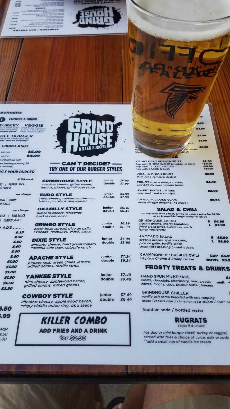 Menu at Grindhouse Killer Burgers pub & bar, Decatur