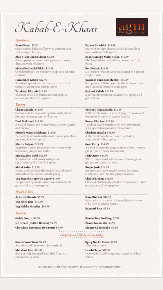 Menu at INDIA 101 pub & bar, Irving