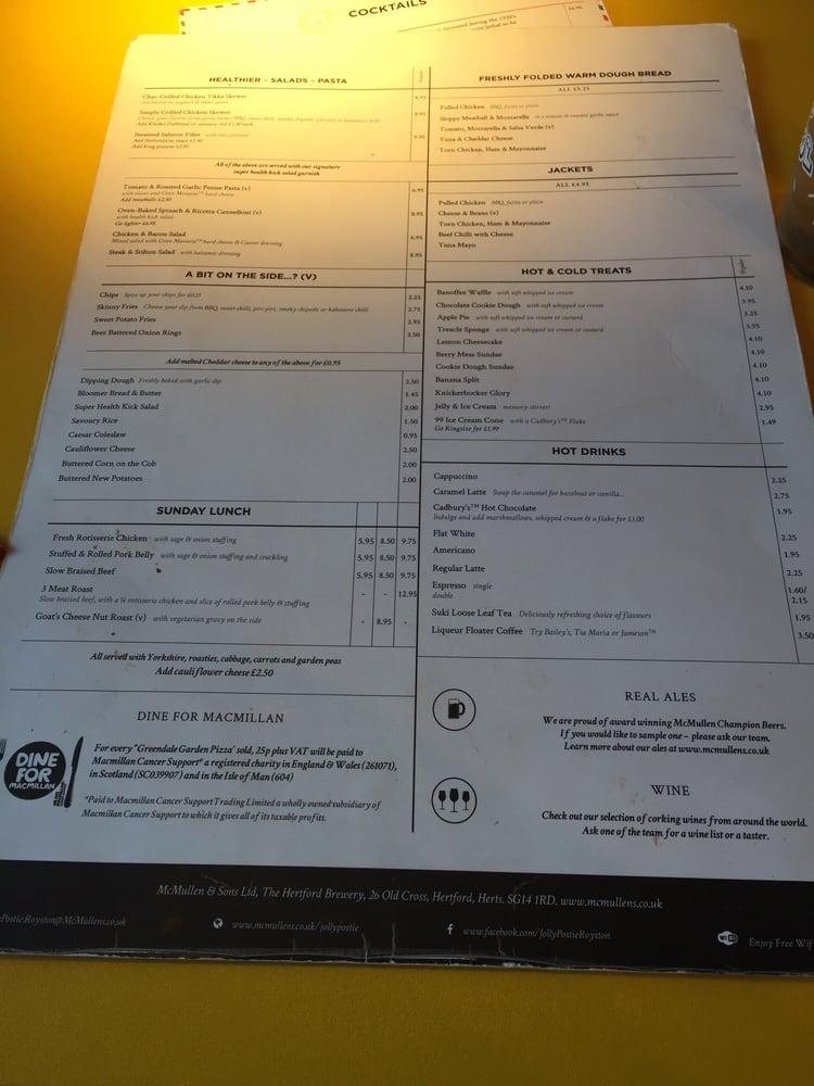 Menu at Jolly Postie pub & bar, Royston