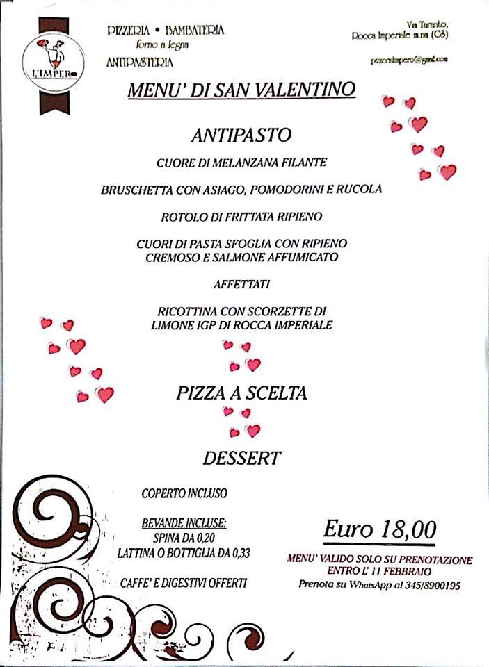 Menu at Pizzeria L’impero snc, Rocca Imperiale Marina
