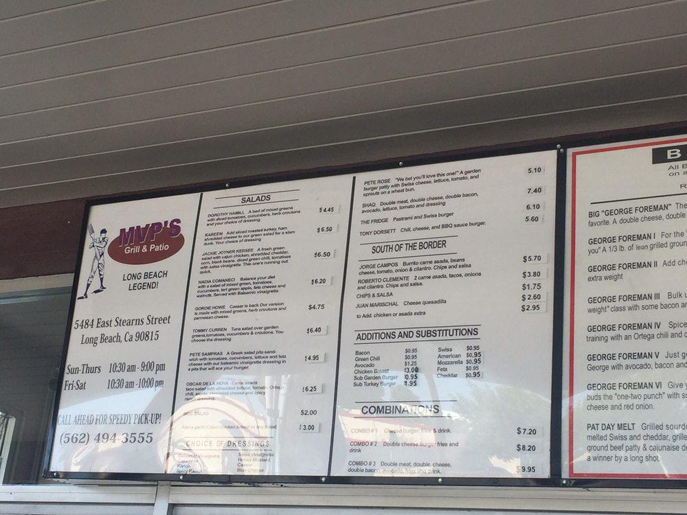 Menu at M V P's Grill fast food, Long Beach, 5484 E Stearns St, Ste 2