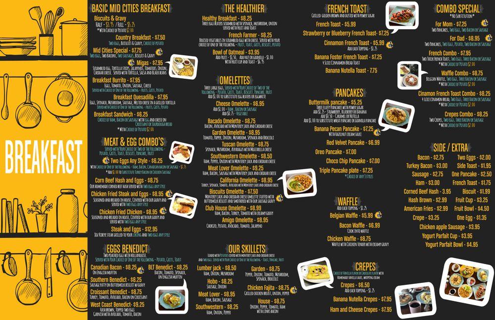 Menu at Mid Cities Cafe, Bedford