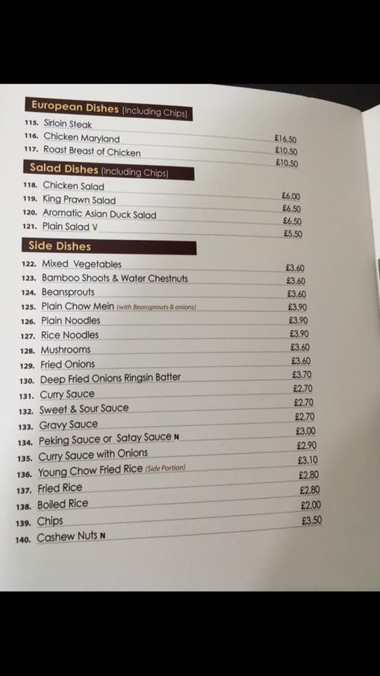Menu at Peking Inn restaurant, Cumbernauld
