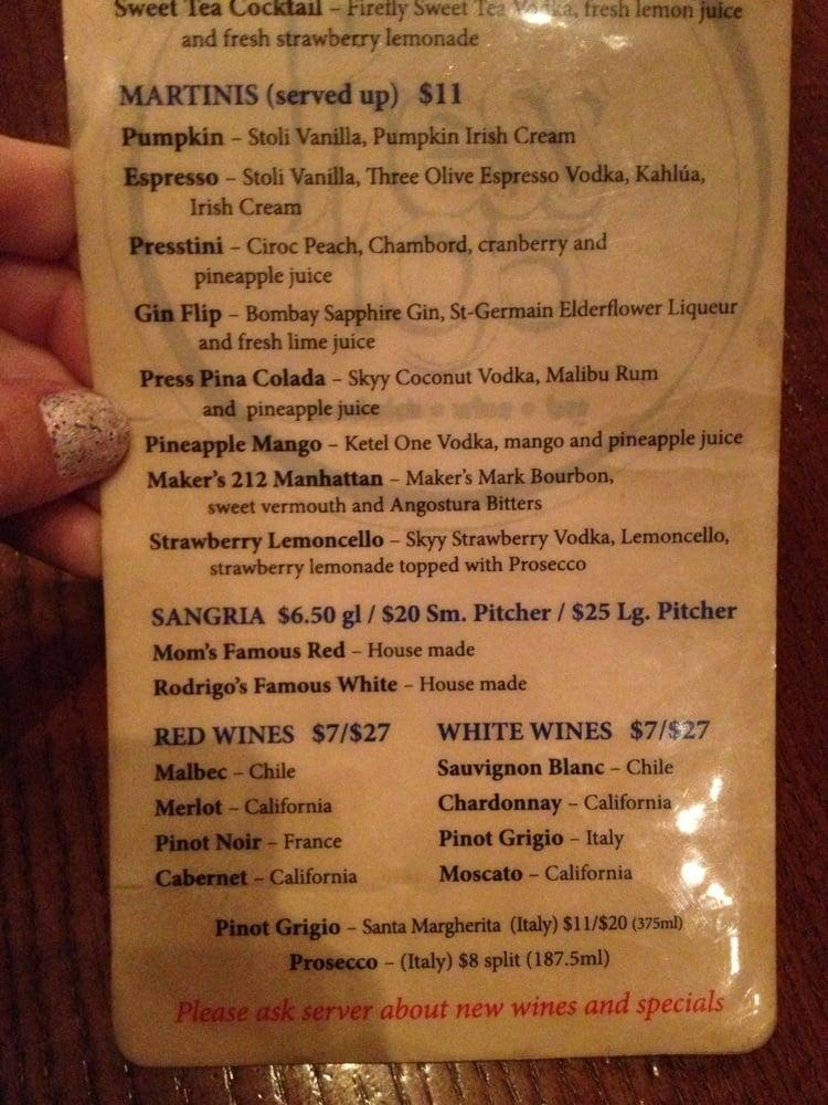 Menu at Press 195 pub & bar, Rockville Centre, 22 N Park Ave