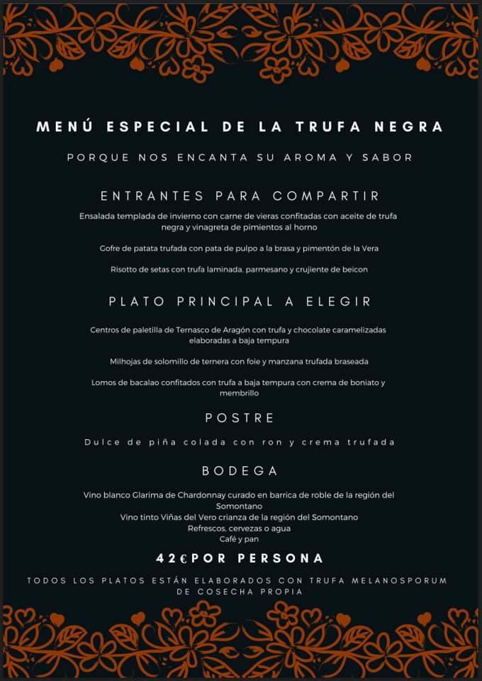 Carta de Restaurante Los Maños, Venta del Aire