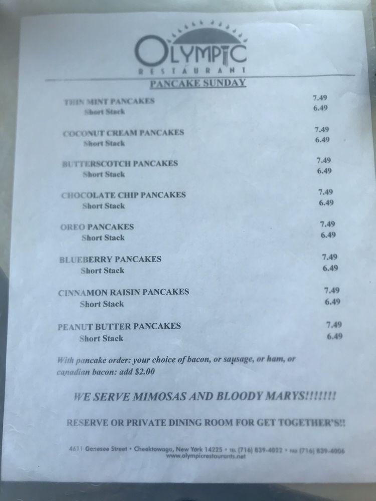 Menu at Olympic Restaurant, Cheektowaga