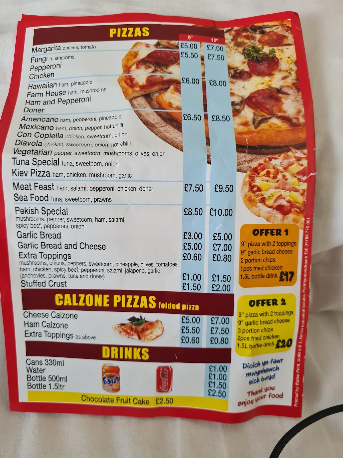Menu at PEKISH KEBAB & PIZZA HOUSE fast food, Pwllheli