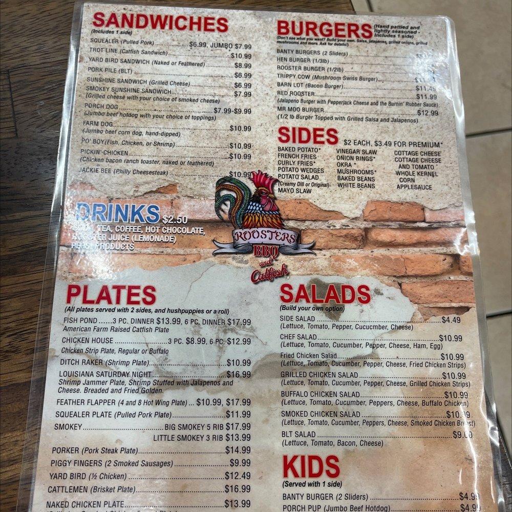 Menu at Roosters Catfish & BBQ, Ellington