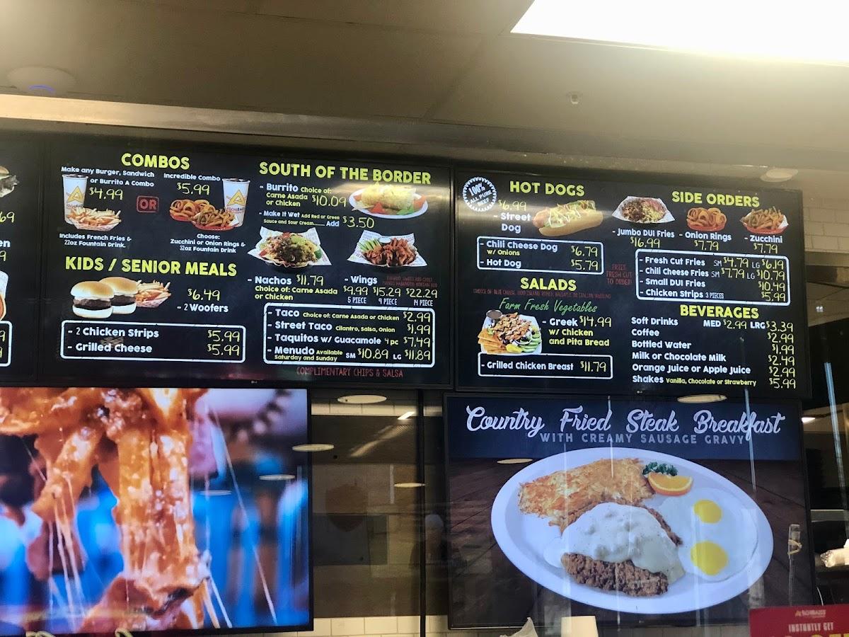 Menu at Archibald's Drive-Thru restaurant, Menifee