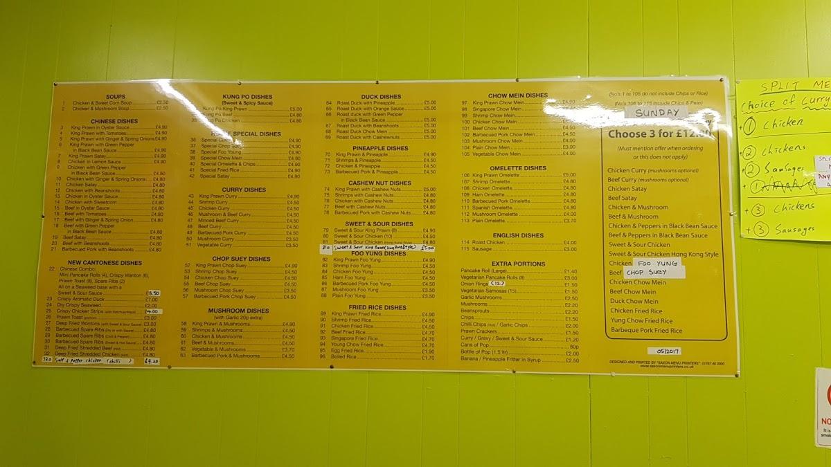 Menu at Doh Wah fast food, Doncaster